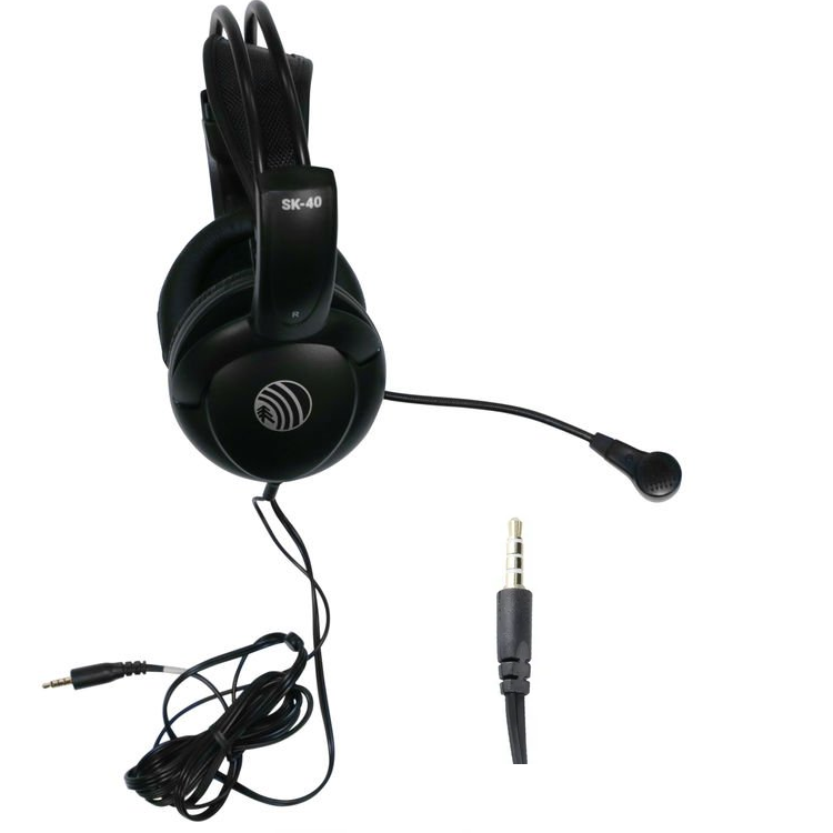 SoundTree SK-40 Headset with Mic, Headphone, single 3.5 Plug, Black NEW ...