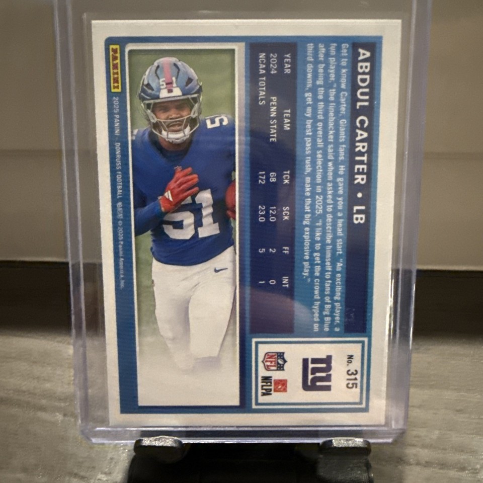 2025 Panini Donruss - Rated Rookie Abdul Carter #315 Press Proof Red ...