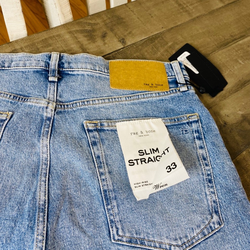 New Rag & Bone Wren Slim Straight Jeans High Rise Women's Size 33 | eBay