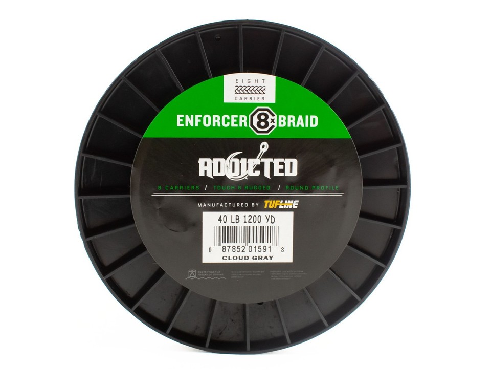 TUF-LINE ADDICTED ENFORCER 8X BRAIDED BULK SPOOL 1200YD CLOUD GREY 40LB ...