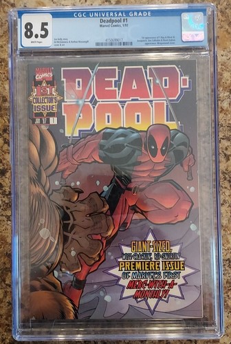 DEADPOOL #1 CGC 8.5 WHITE 1997 1st appearance T-Ray first Blind Al,key ...