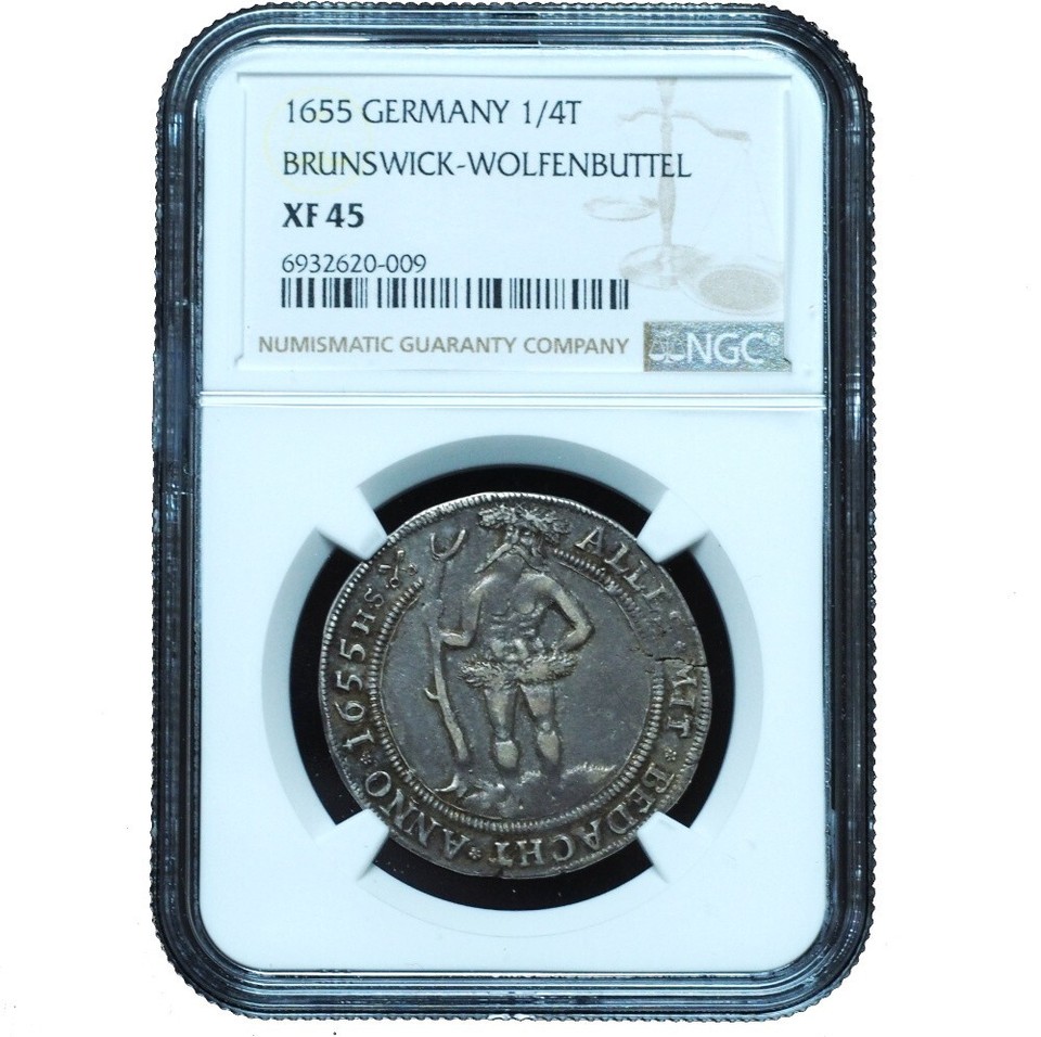 1655-HS Germany Brunswick-Wolfenbuttel Wildman 1/4 Thaler XF45 NGC ...