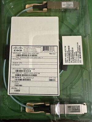 Cisco Original QSFP-100G-AOC1M= 100GBASE. Active Optical Cable NEW W ...