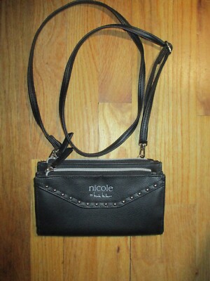 Nicole by Nicole Miller Black Convertible Wallet Crossbody Bag Purse ...