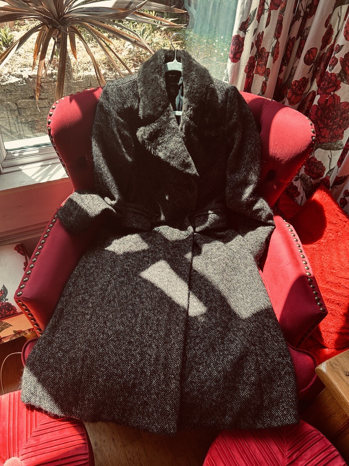 Mango Long Tweed Coat - Small Despite Label Saying L - Gem