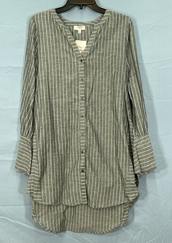 Nwt UMGEE Gray/White STRIPED Lightweight Twill FLIP-CUFF Button-Up ...