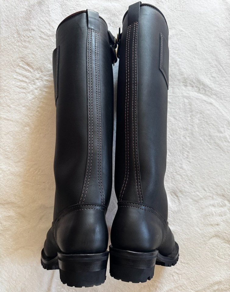 WESCO LEATHER BOSS BOOTS CUSTOM MADE 18 INCH HEIGHT BRASS BUCKLE ...