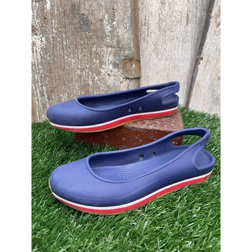 CROCS Retro Slingback Nautical Navy Red White Women's 6 Flats | eBay