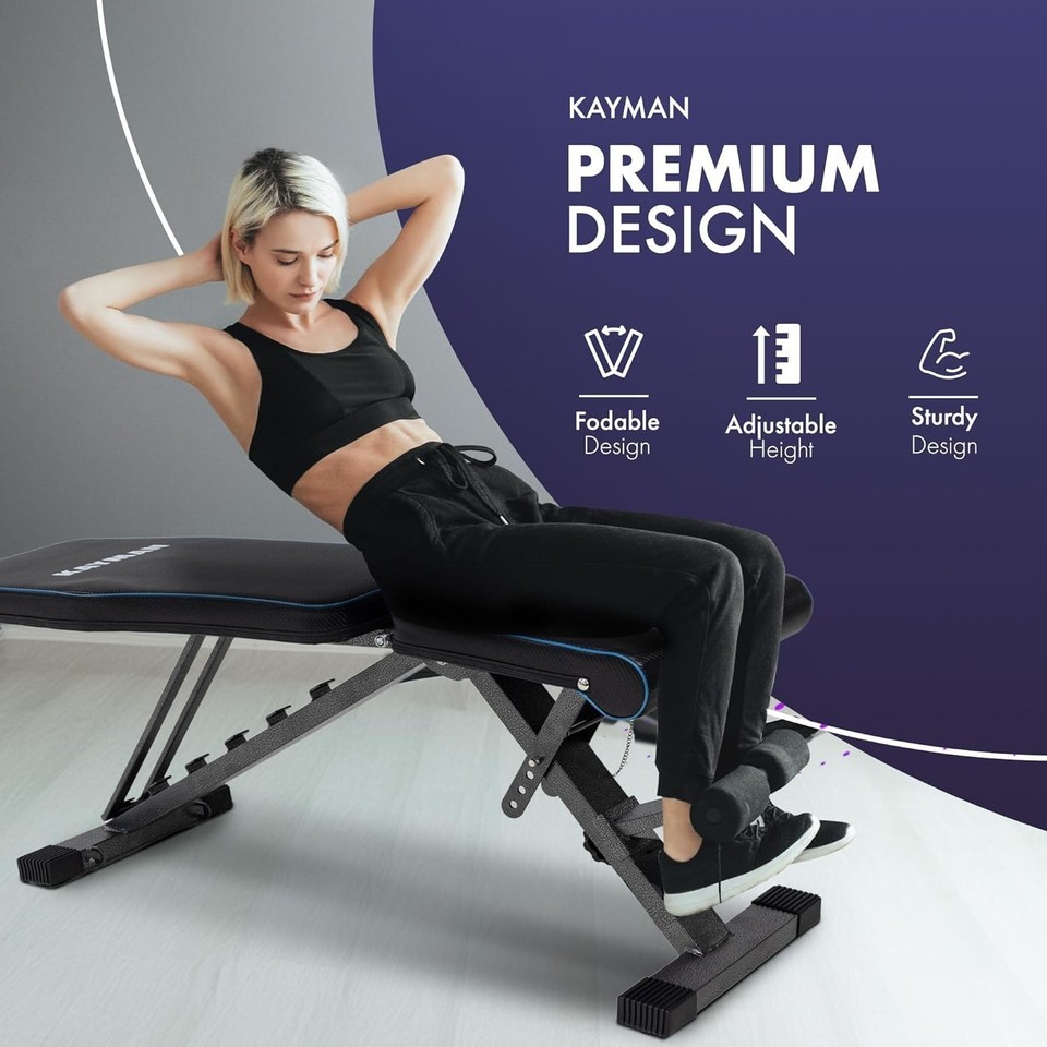 Adjustable Weight Bench, 6 Back, 4 Seat, 3 Leg Levels, Workout EPE Foam ...