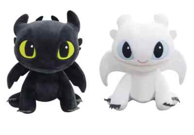 How To Train Your Dragon 3 Toothless Light Fury Plush Doll Sitting with ...