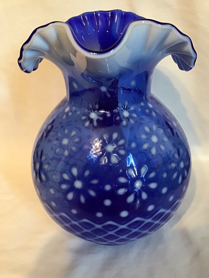 "Rare" Vintage Fenton Colbalt blue opalescent snowflake pitcher | eBay