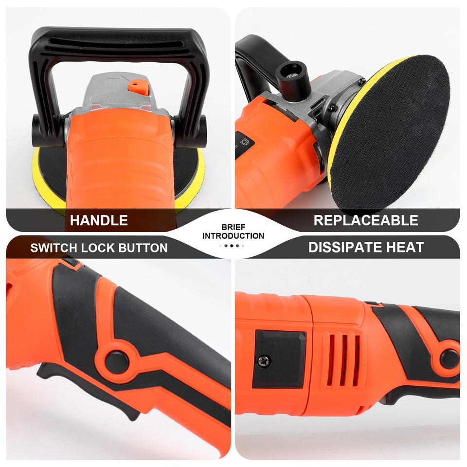 3000PRM 6" & 7" Electric 7 Variable Speed Car Polisher Machine Buffer ...