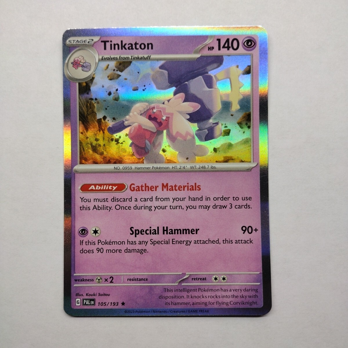 Holo Tinkaton 105/193 Rare Paldea Evolved Pokemon - Same Day Shipping ...