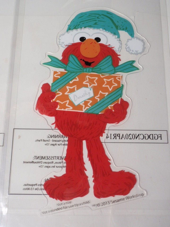 Lot 2 Christmas Sesame Street Elmo Gel Window Clings | eBay