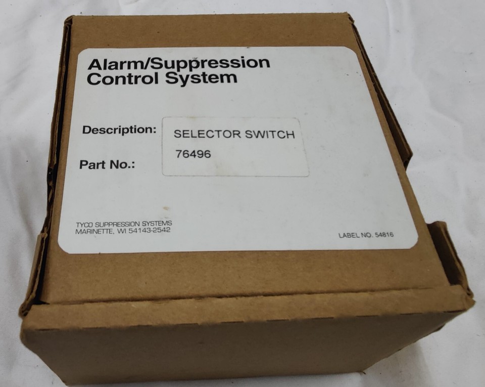 Tyco 76496 Fire Suppression System Selector Switch Control System ...