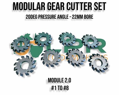 Involute Gear Cutters Module 1.75 20 dec PA full set of 8 cutters HSS ...