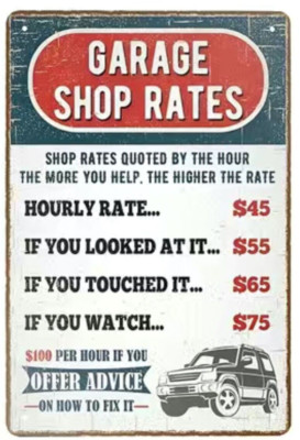 Garage Shop Rates Quote Magnet | eBay