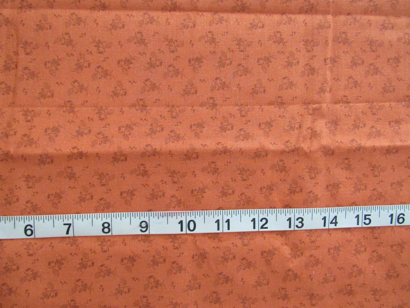1 3/4 yd Cotton Fabric Reddish Brown with Darker Reddish Brown Flowers ...