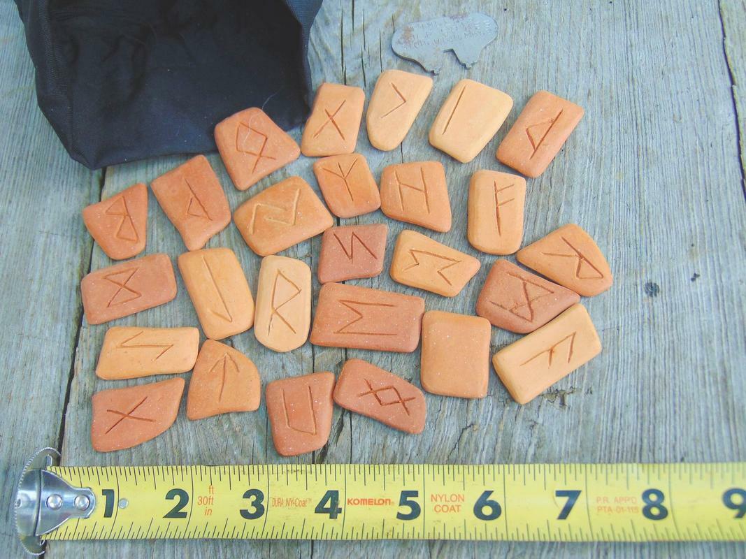 Bag ceramic tiles runes symbols art unusual arcana Odd estate find game ...