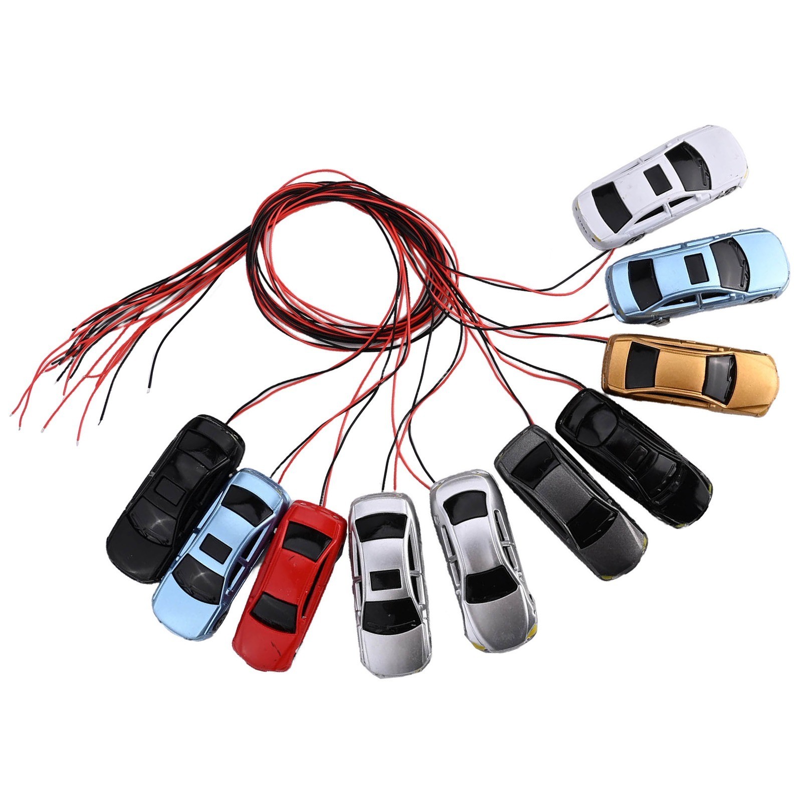 10 Piece Lot of Illuminated Model Car Trains H0/TT Scale Random Colors ...