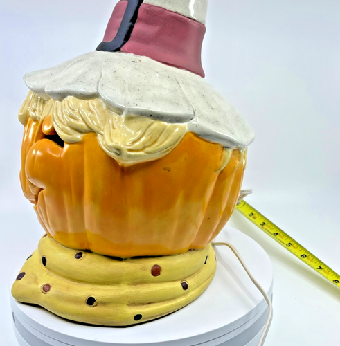 Vintage Lighted Halloween Ceramic Jack O Lantern Scarecrow Pumpkin ...