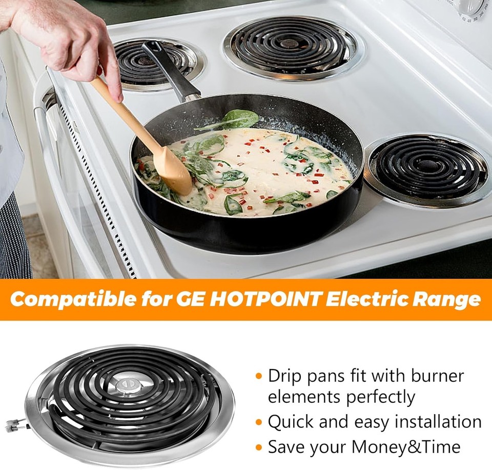 Electric Stove Drip Pans and Stove Burner Element Set for GE Hotpoint ...