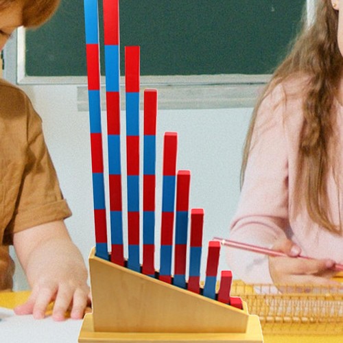 Wooden Montessori Rods stands red Blue Rods Visual Experience for ...