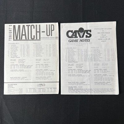 Vintage 1990’s Cleveland Cavs Cavaliers NBA Game Papers Advertising | eBay