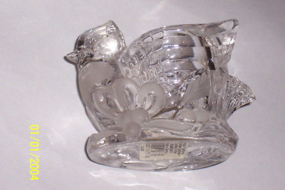 Gorham Cardinal Votive Crystal Candle Holder Clear & Frosted Glass Bird ...