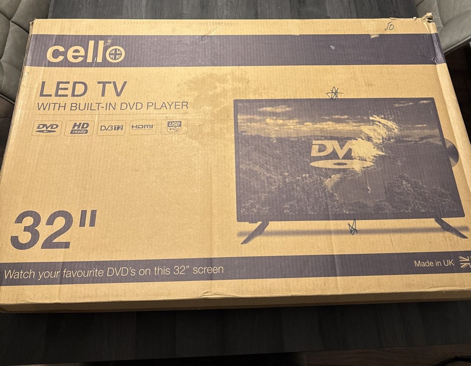 CELLO 32" INCH FREEVIEW HD LED TV WITH DVD 3 x HDMI & USB MADE IN UK ...