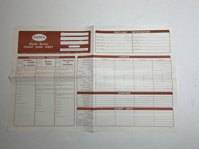Estes Flying Model Rocket Flight Data Sheet EX Shape Hard To Find | eBay