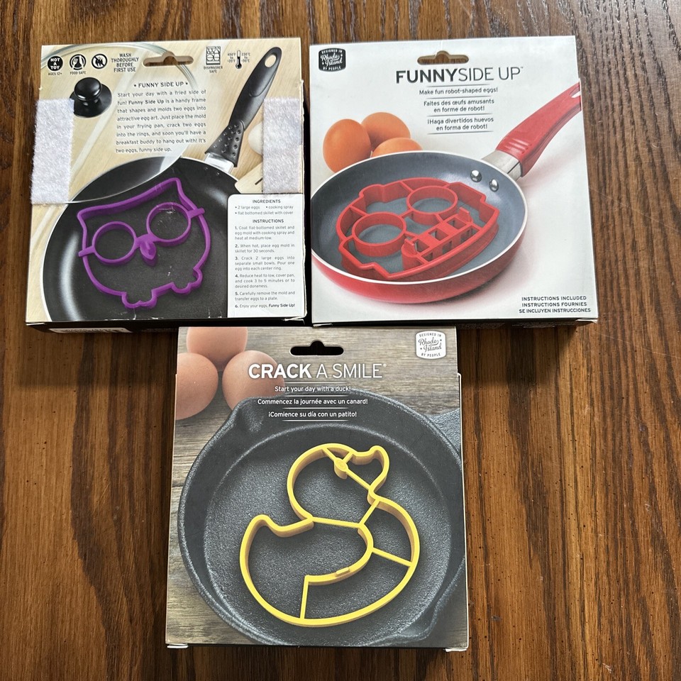 Fred Funny side Up/Crack a Smile Owl, Robot, Duck Egg Molds | eBay