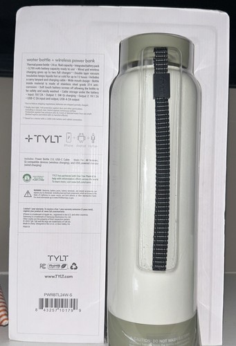 TYLT Water Bottle + Wireless Power Bank, 24oz, Green | eBay