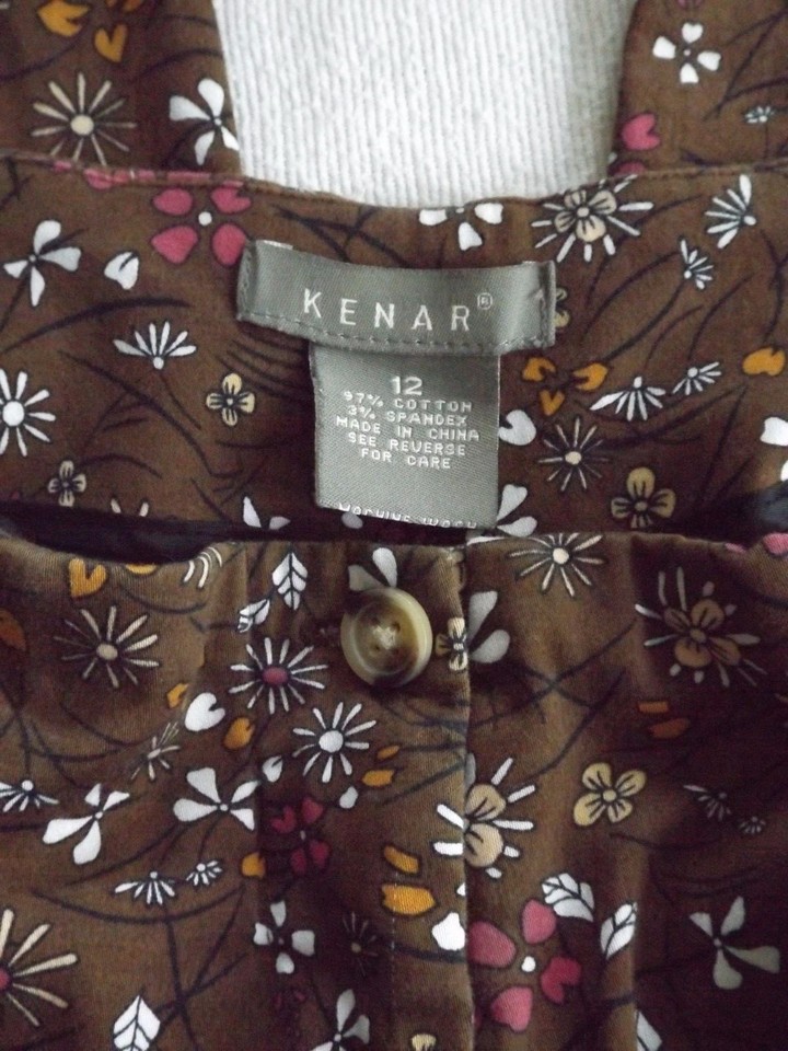 Capri KENAR Women's Size 12 Capri Length Floral Print Pants Cotton ...