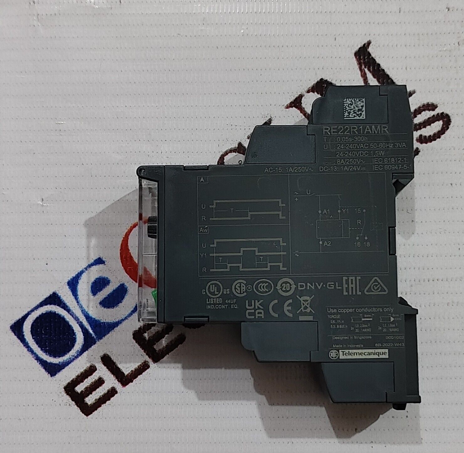 SCHNEIDER RE22R1AMR ON DELAY TIMER TIMING 0.5-300H VOLTAGE 24-240VAC ...