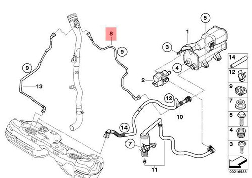 Genuine BMW E90 E90N Activated Charcoal Filter Fuel Vent Pipe OEM ...