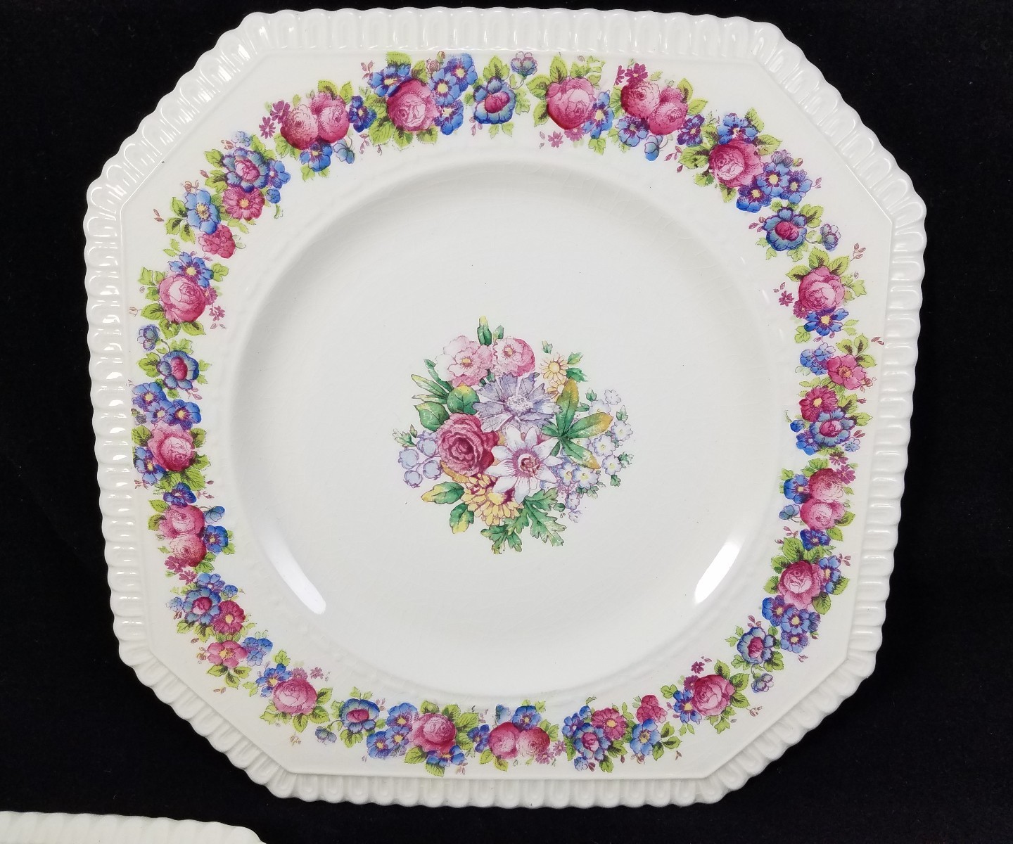 SET OF 5 GEORGE JONES & SONS CRESCENT IVORY 8 1/2" SQUARE PLATES ...
