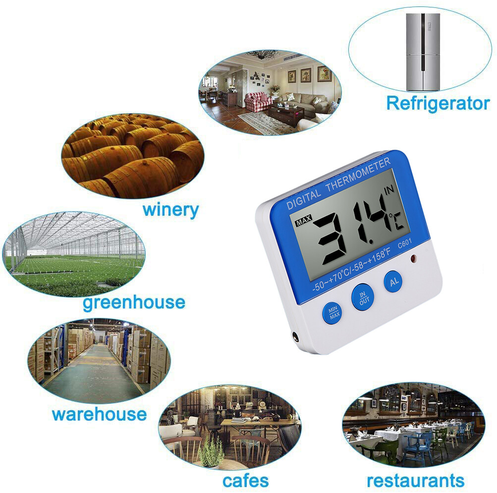 Digital Wireless Indoor/Outdoor LCD Thermometer Fridge Freezer ...