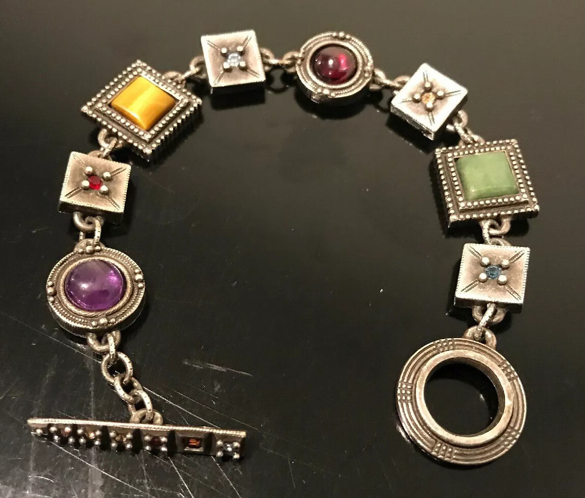 Signed Patricia Locke Pewter Multi Color Crystals 7” … - Gem