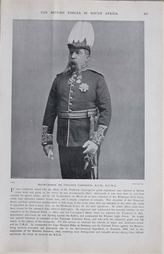 1900 Guerre des Boers Imprimé Majeur Général Sir Frederick Carrington ...