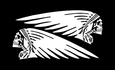 Indian Skull Bonnet Motorcycle Decal GLOSS WHITE 4.5" x 12" No ...