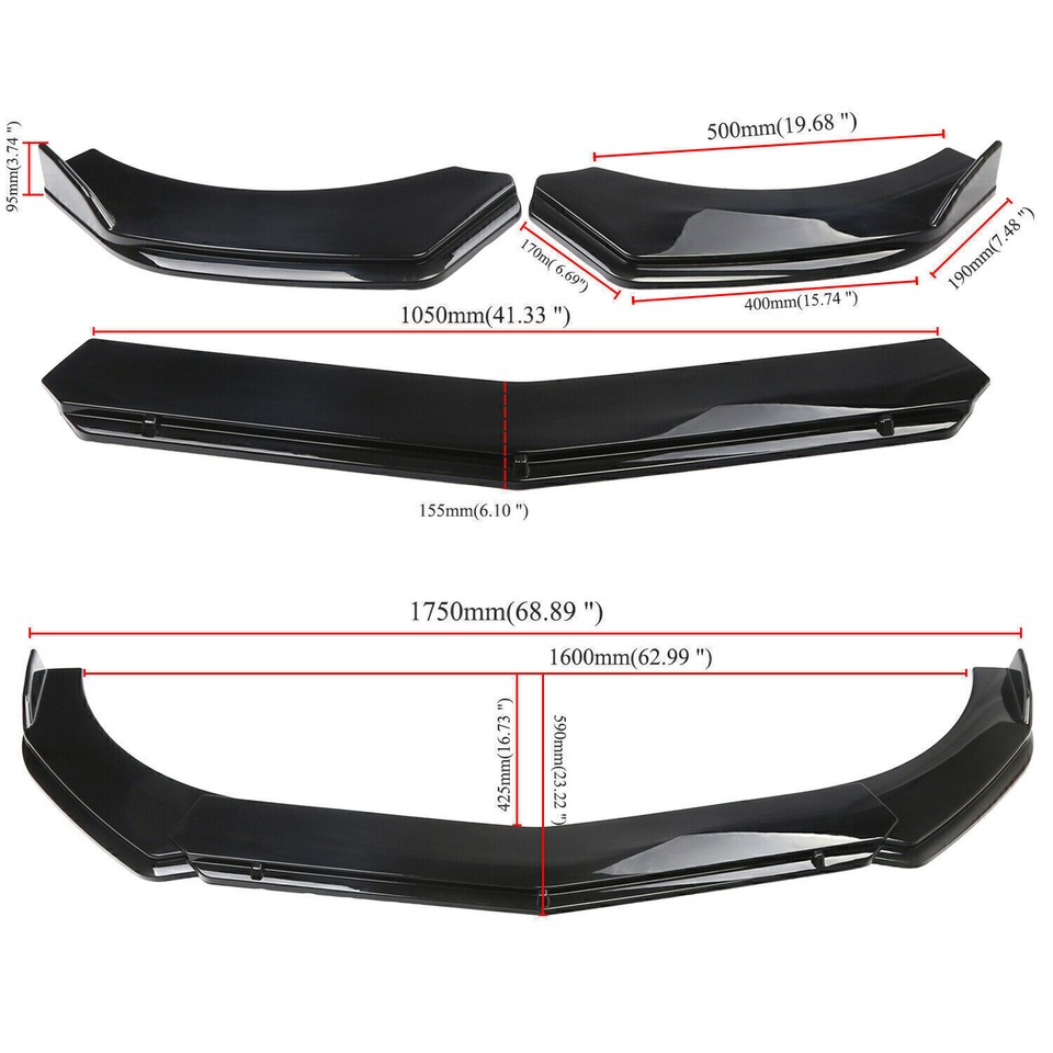 Front Bumper Lip Splitter Spoiler Kit Gloss Blk For INFINITI FX35 FX37 ...