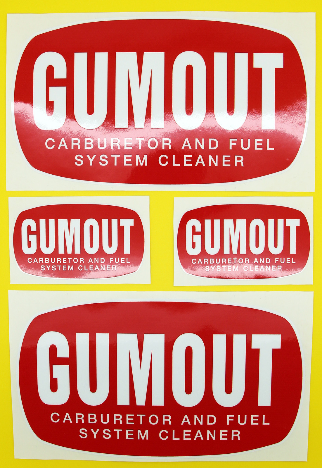 Classic Car vintagRally Race GUMOUT sticker set 2 large 2 small GLOSS ...