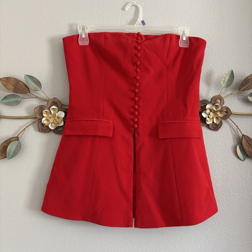 Showpo Womens Red Strapless Button Down Longline Vest Top Size 8 NWT | eBay