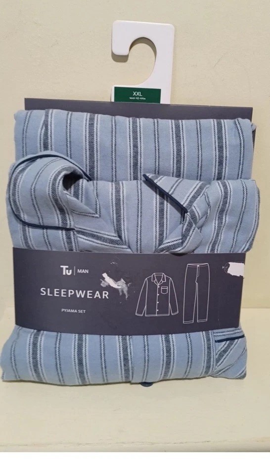 Tu Man Men's Pyjama Set Size Long Sleeve Shirt & Bottoms Blue or grey ...
