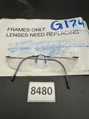 Marchon Airlock 2 760/ 24 Blue Rimless Eyeglasses Frames 50-21 140 ...