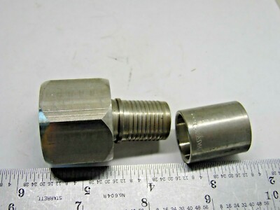 Y50012-17-95 TITEFLEX TEFLON HOSE SWAGE FITTING 3/4 1-1/16 - 12 FEMALE ...