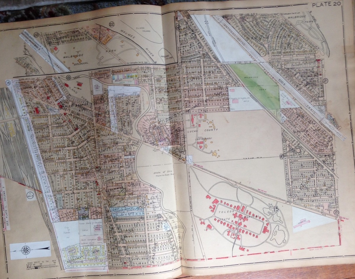 Toledo Zoo Map 1930 HARVARD TERRACE WALBRIDGE ZOO TOLEDO STATE