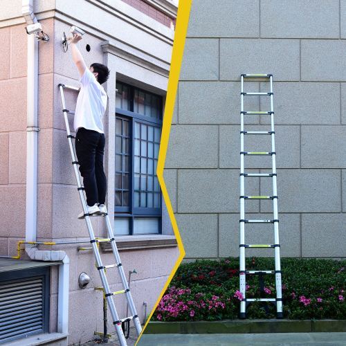 10.5ft Aluminum Telescoping Ladder Extension Ladders Retraction Folding ...