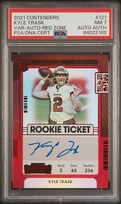2021 Panini Contenders #121 Kyle Trask Red Zone Rookie Ticket RC Auto ...